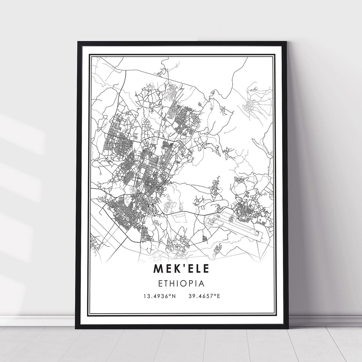 Mekelle, Ethiopia Modern City Map Print | City Streets Map Decor| MPCANVAS