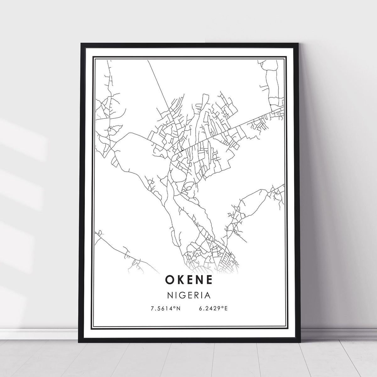 Okene, Nigeria Modern City Map Print | City Streets Map Decor| MPCANVAS