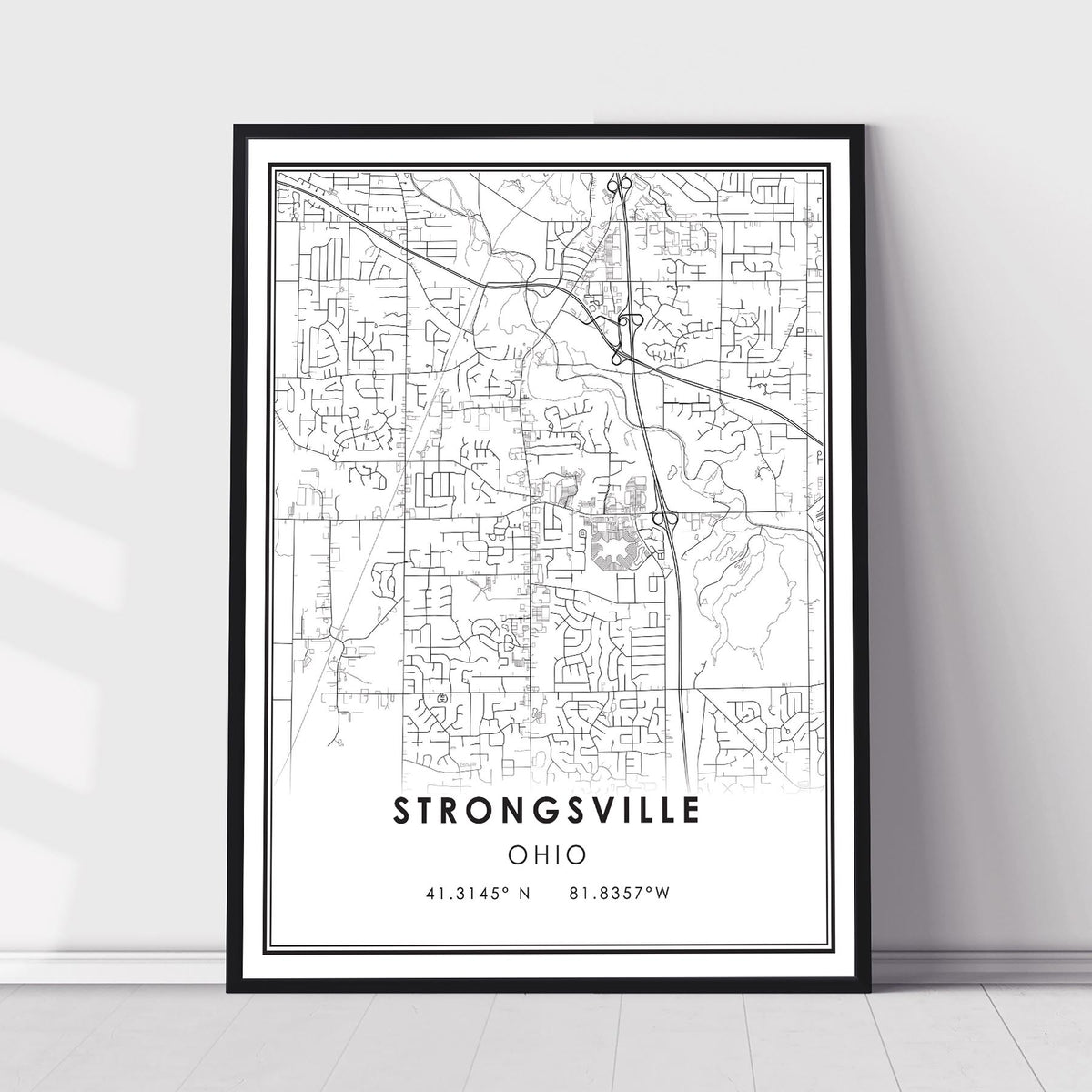 Strongsville, Ohio Modern City Map Print | City Streets Map Decor| MPCANVAS