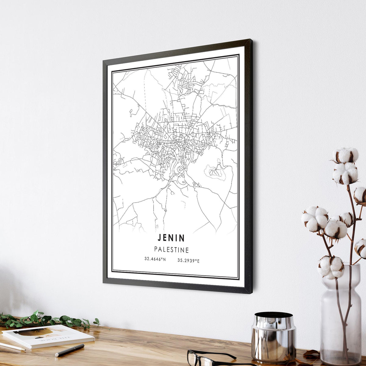 Jenin, Palestine Modern City Map Print | City Streets Map Decor| MPCANVAS