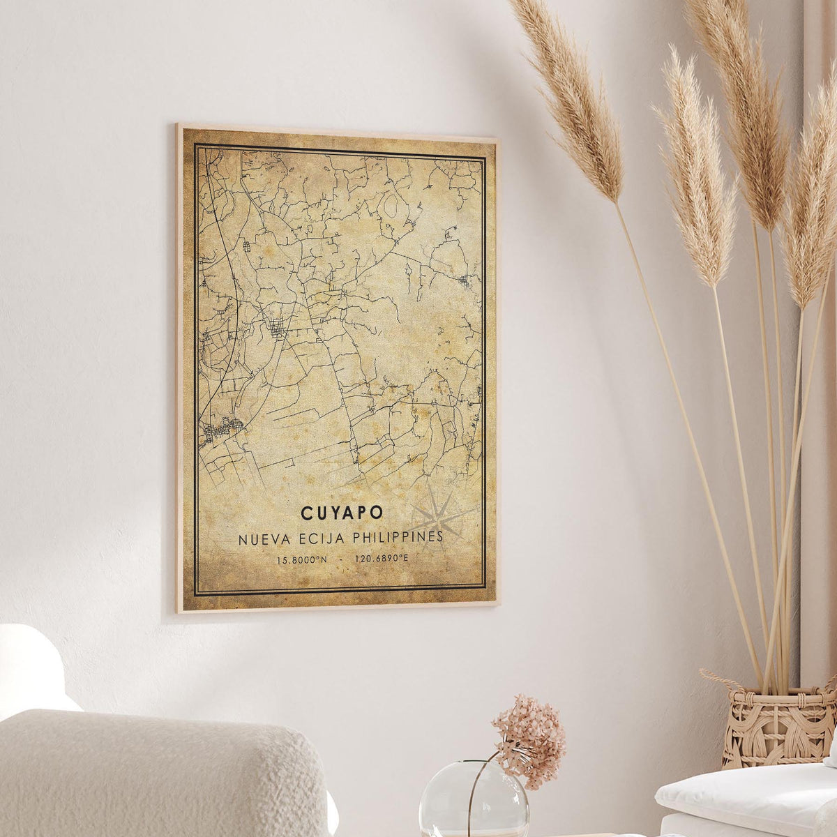 Cuyapo, Nueva Ecija, Philippines Vintage City Map Print | City Streets ...